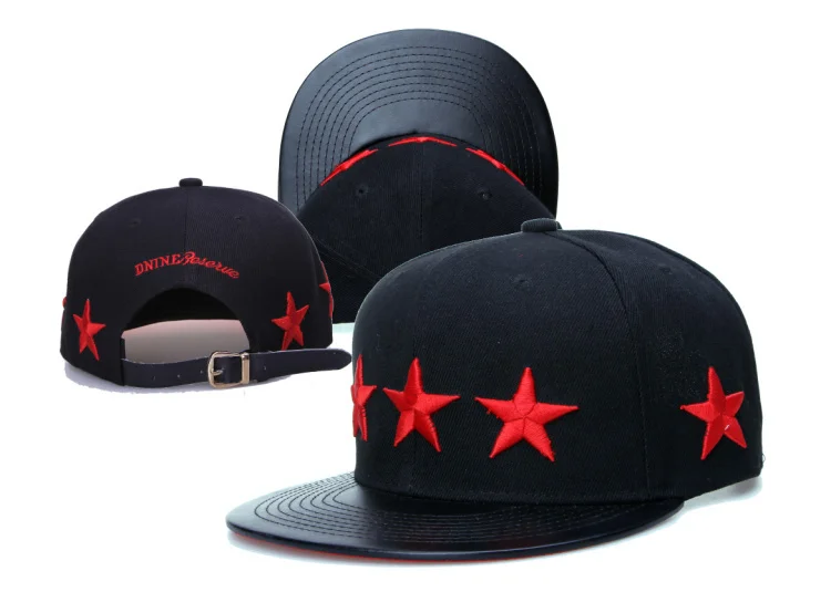 New fashion mens baseball cap brand dnine red star logo leather ...