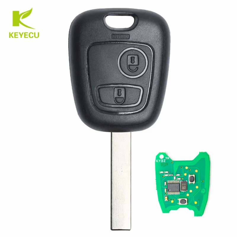 Keyecu kydz chave remota fob 2 botões 433mhz, chip id46 para peugeot ...