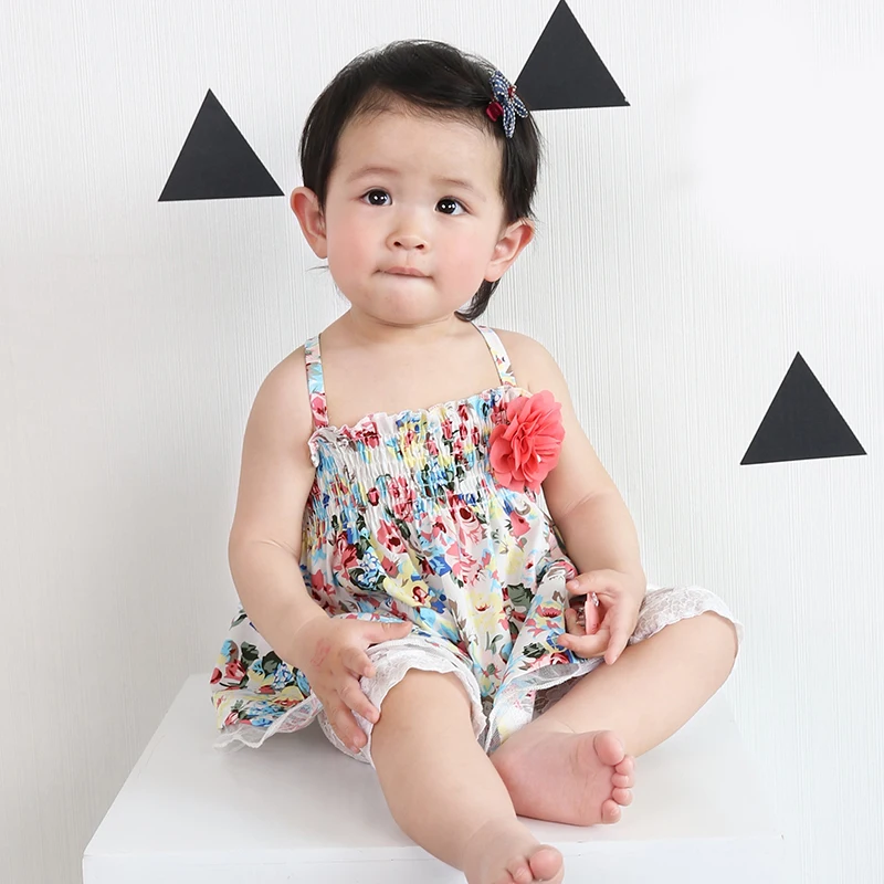 Kacekid vestido Floral estilo Lolita para niñas, ropa con flores, sin mangas, de algodón, para ...