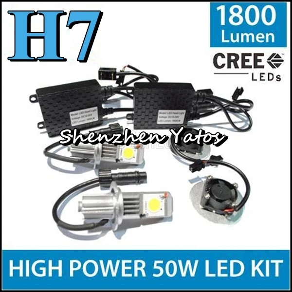 1Set H7 50W CSL Car headlight LED lamp CREE CHIP 6000K Lumens 1800K ...