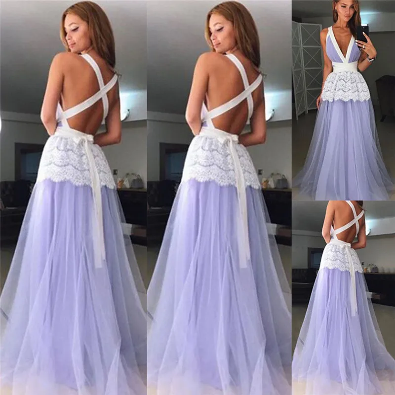 New Sext Bridesmaid Dress Mess 2018 Women Long Maxi Dress Sleeveless V ...
