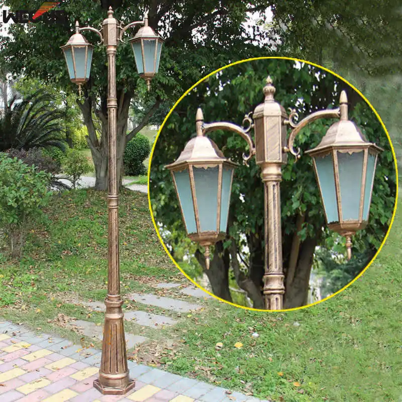 Poste-de-l-mpara-engrosado-europeo-dos-luces-de-jard-n-de-aluminio ...