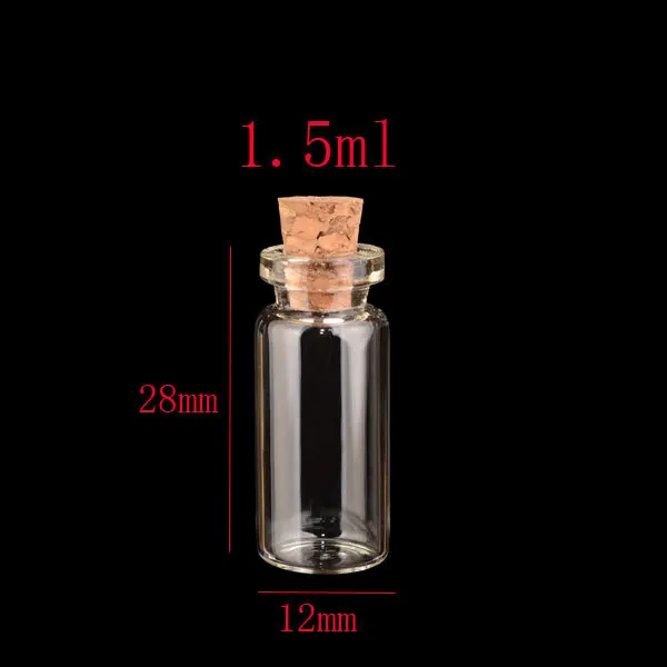 나무 코르크와 15ml 미니 빈 투명 유리 병 15cc 샘플 유리 바이알 코르크 마개 작은 코르크 유리 병