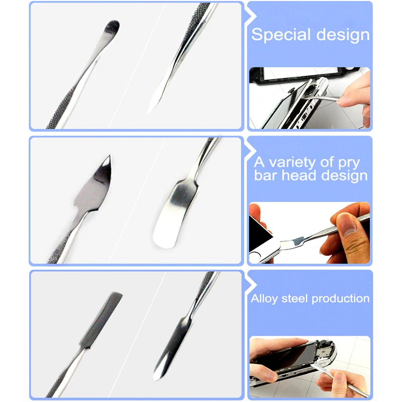 3 in 1 Stainless Steel Metal Spudger Set Prying Opening Hand Repair ...