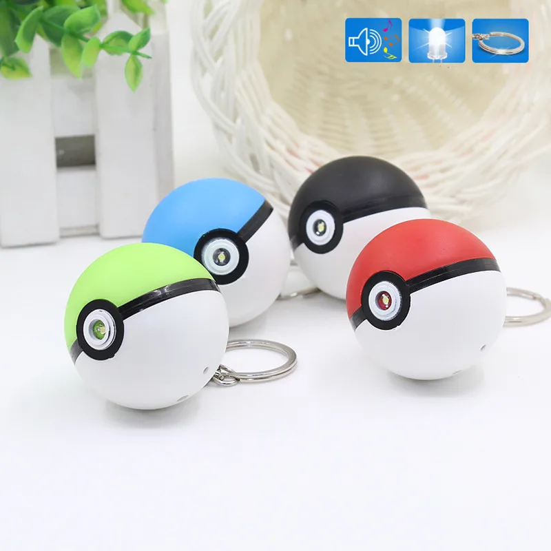 Pokemon Pikachu Pokeball LED Light & Sound Cosplay Toys Keyring ...