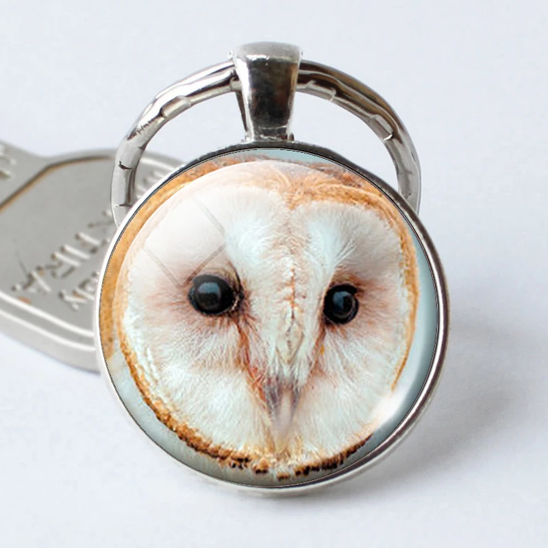 Handmade/DIY Owl Glass Dome Keychains Owl Keyrings Jewelry Nature Key ...