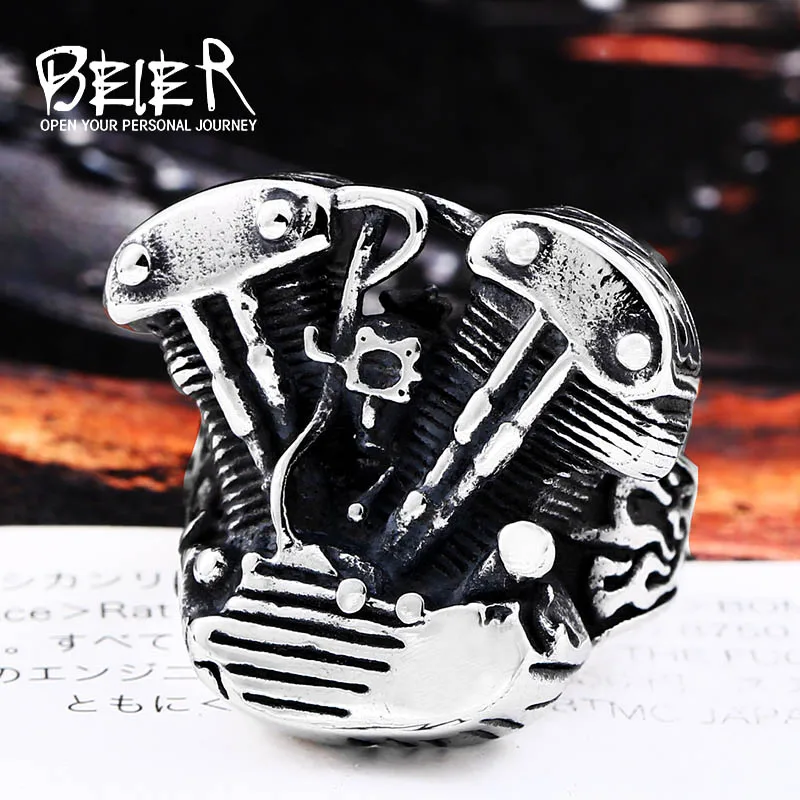 Beier 316L Stainless Steel ring Fashion Locomotive Ring punk Cool Men's ...