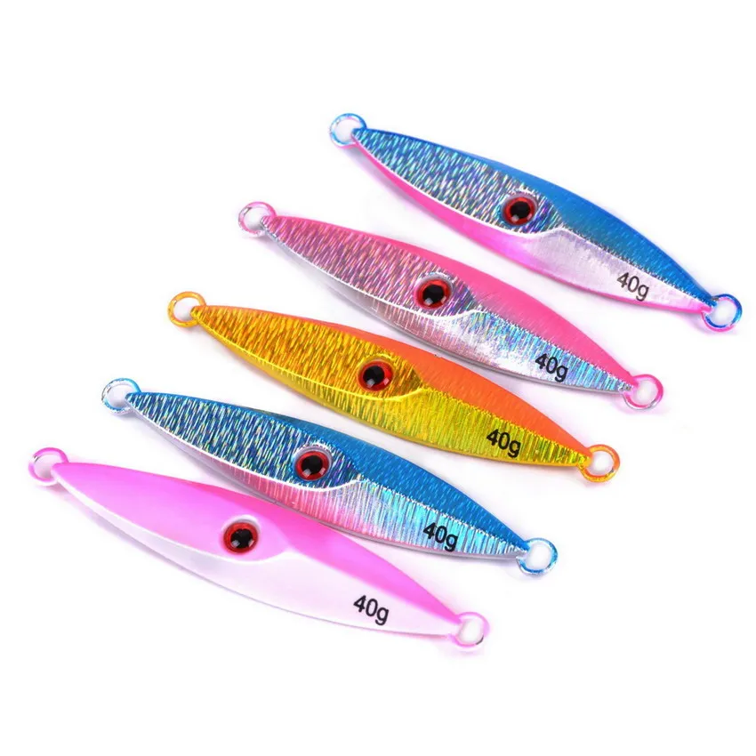 5pcs Metal Lure 40g 8.5cm Fishing Lure Metal Jig Lures Jigging Hard Bait With Treble Hook Leurre ...