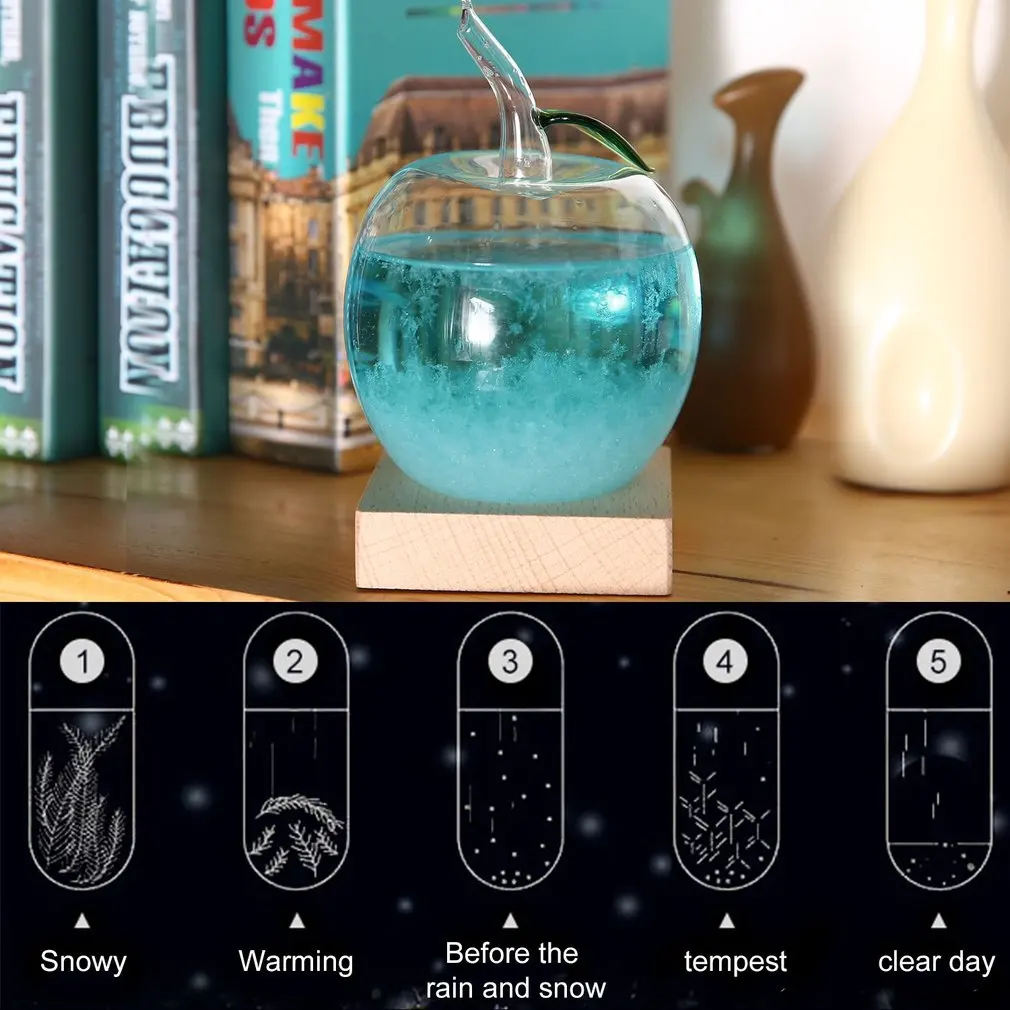 Weather Forecast Glass Fruit Apple Shape Weather Predictor Crystal Gift ...