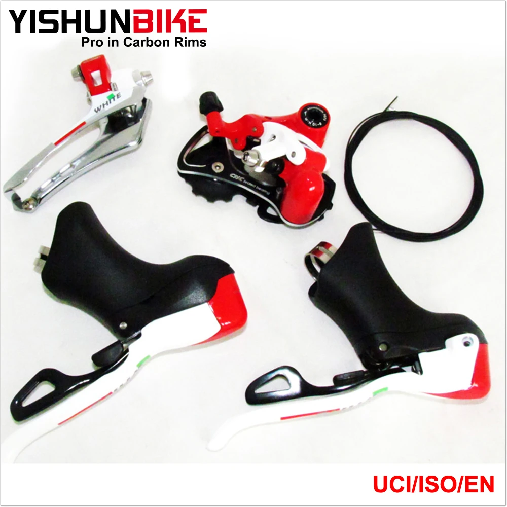 Taiwan Microshift double 10 speed ARSIS White& Red painted Groupset ...