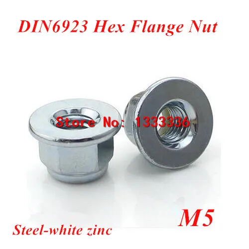 100pcs M5 DIN6923 Hexagon Flange Nuts Nylon Insert Hex Nuts with Flange ...