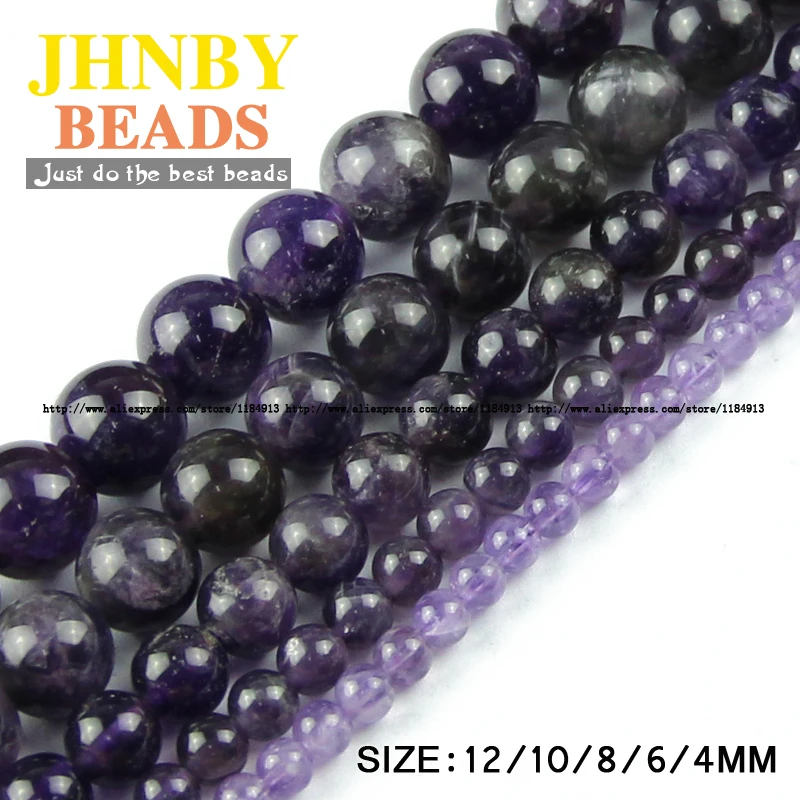 Jhnby Purple Crystal Natural Crystal Stone Beads 4/6/8/10/12mm Round ...