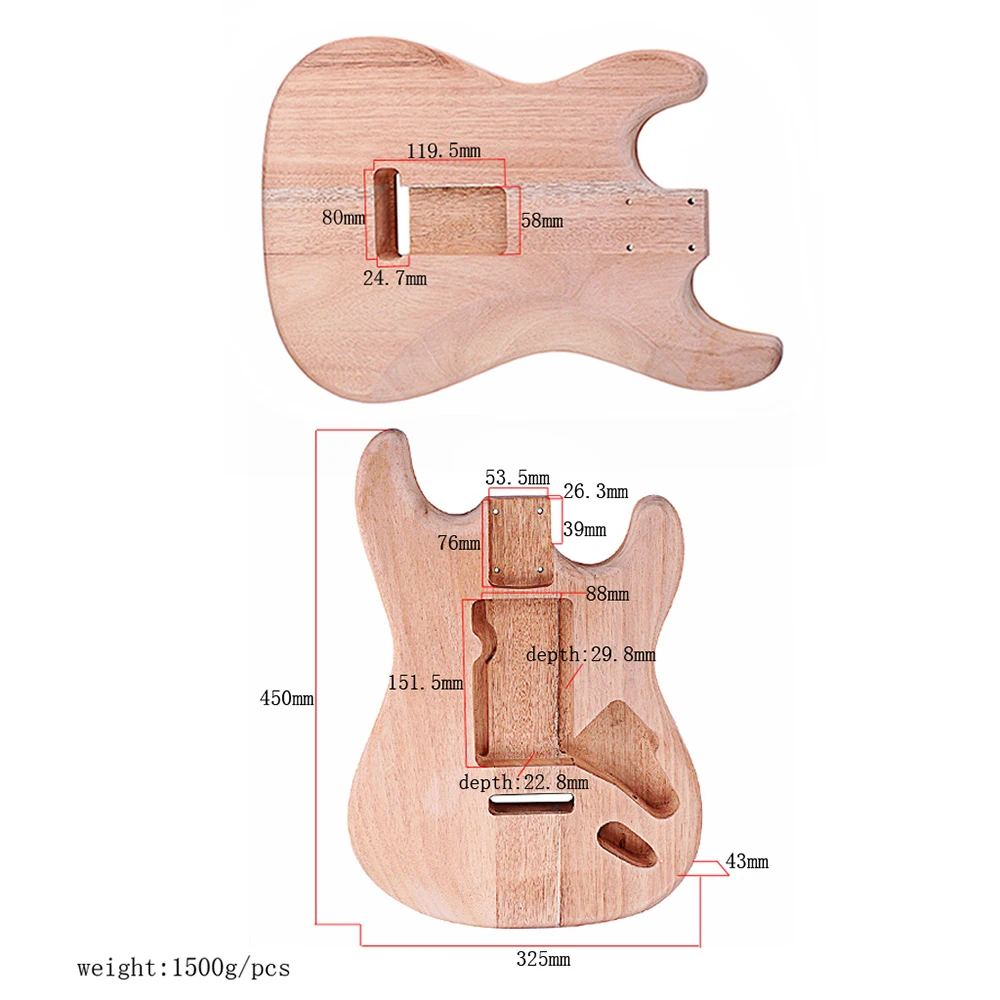 Electric guitar body size