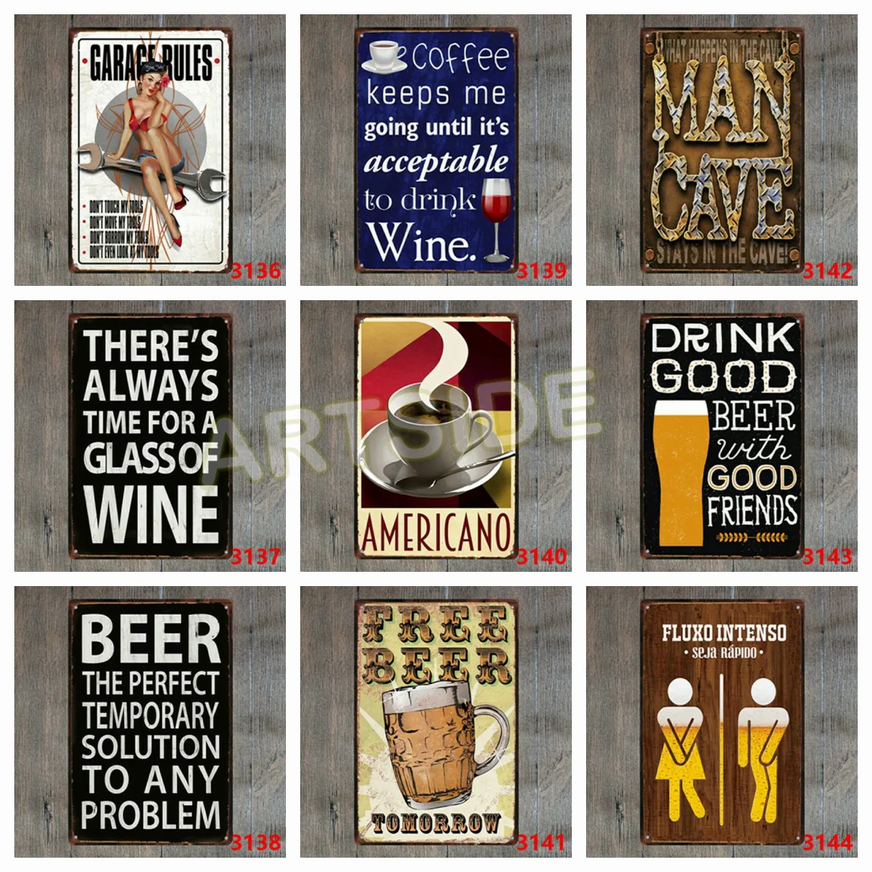 Man Cave Rustic Tin Sign Garage Rules Vintage Metal Tin Signs Pub Bar