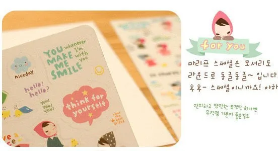 6 sheet/lot DIY Cute Red Girl Sticker Kawaii Paper Ponybrown Stickers ...