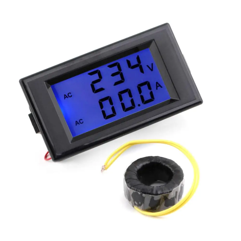 2018 New Mas Tech 1 Pcs Black AC Digital Ammeter Voltmeter LCD Panel ...