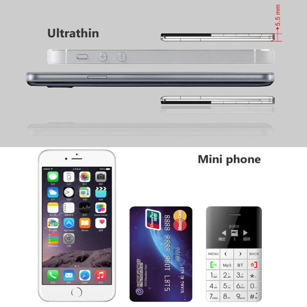 AEKU Qmart Q5 2G GSM карта Мобильный телефон 5,5 мм ультра тонкий ...