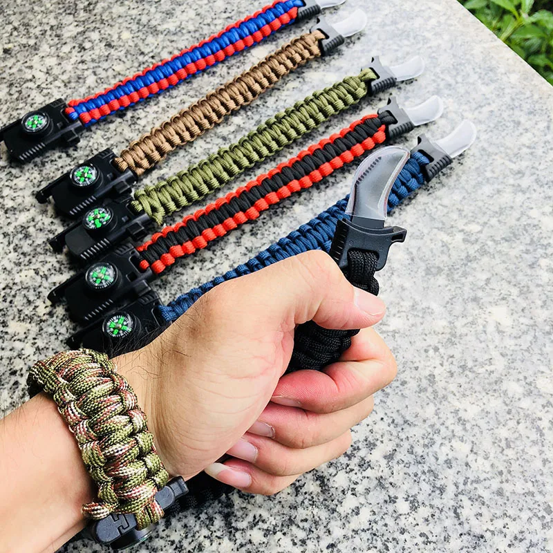 Открытый браслет для выживания для мужчин и женщин Плетеный Паракорд туристический походный