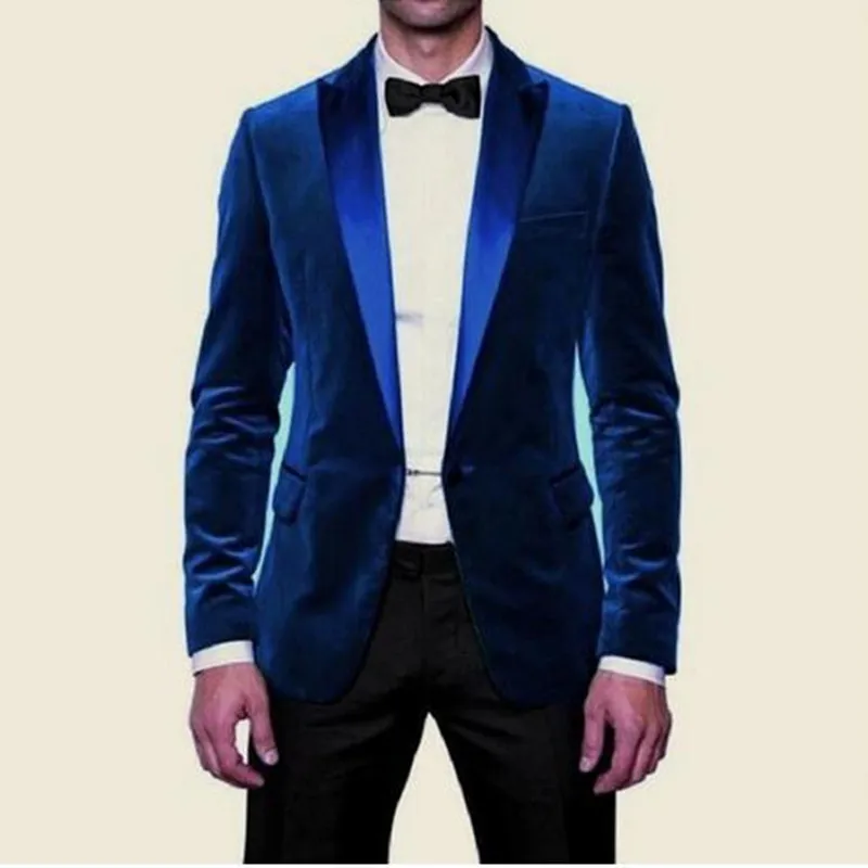 Trajes de terciopelo azul real para hombre, hecho a medida traje de ...