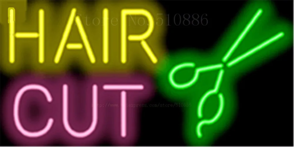 Hair Cut Salon GlassTube neon sign Handcrafted signs Light Display Club ...