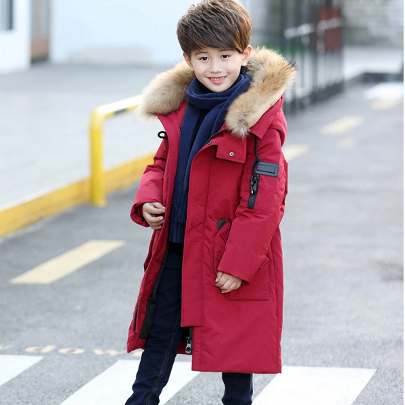 Fashion Boysl Winter Down Jackets Kids Clothing Korean Child Thick Duck Down Big Fur Collar ...