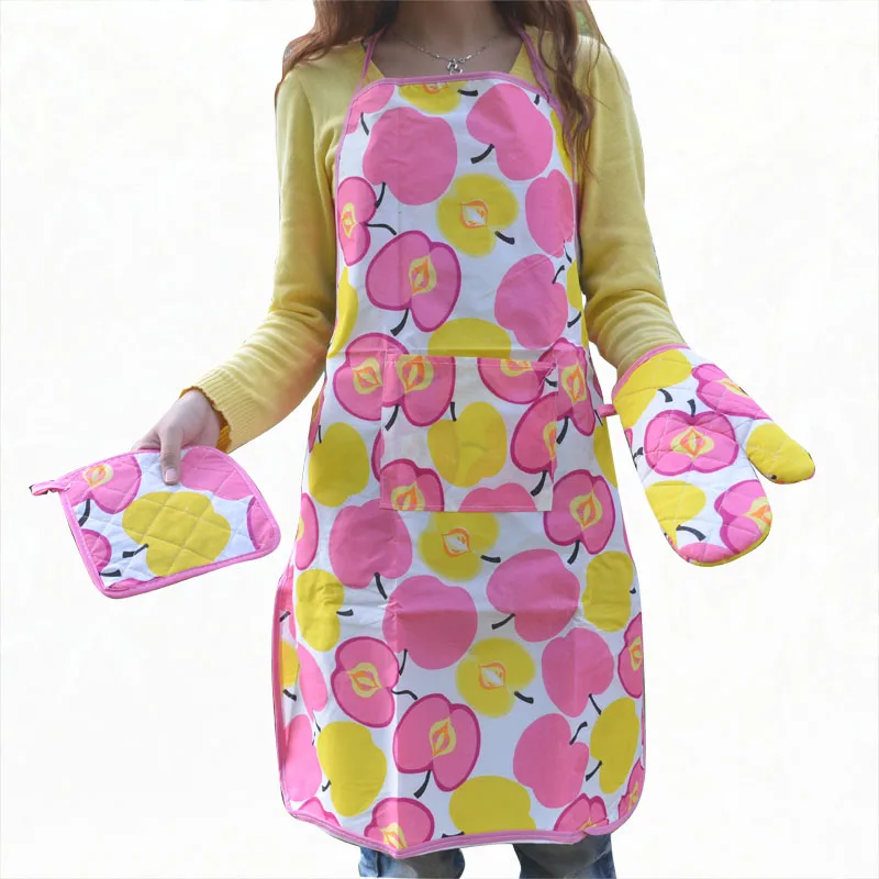 3 pcs/set oxford cloth kitchen apron kit aprons for woman cooking apron ...