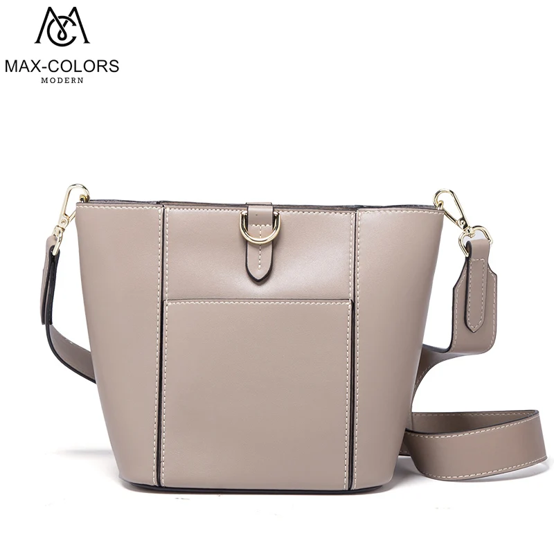 MC Women Bag Cow Leather Bucket Crossbody Bags Lady Shoulder Bag ...