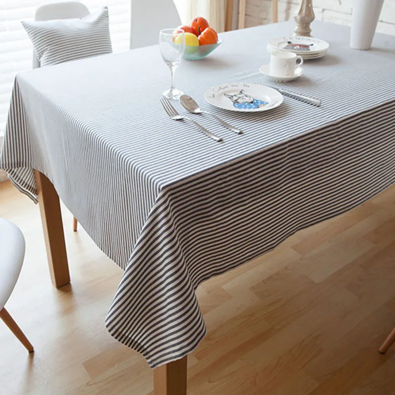 Korean Style Table Cloth Simple Striped Table Cover Blue,Gray,Red ...