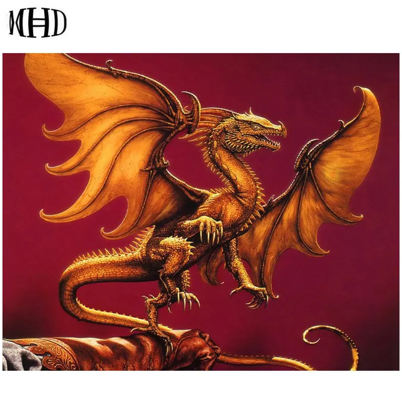 5D Diamond Painting Dragon Full & Round 3D Diamond Embroidery Crystal ...