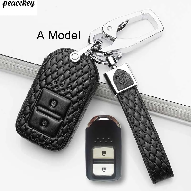 Genuine Leather Smart Remote Key Case Cover Ring For Honda Civic 2017 ...