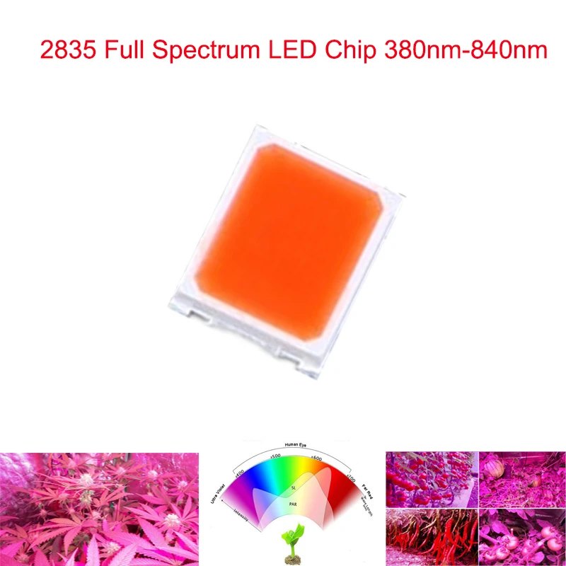 Smd 2835 led 칩 2835 bridgelux의, 전체 스펙트럼 380nm 840nm led 성장 조명 수경, diy 빛 ...