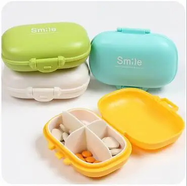 4 Cells Portable Small Medication Storage Boxes Plastic Folding ...