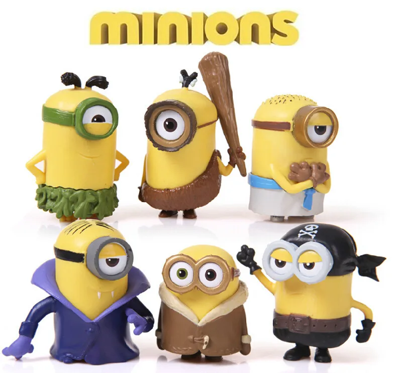 2015 New Despicable Me 3 Minion Action Figure Toys 6Pcs/Lot 3D Eyes ...