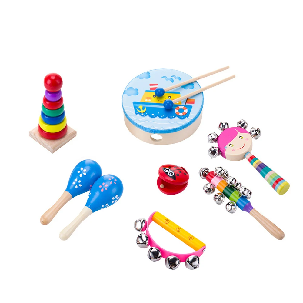 Baby Wooden Educational Teaching Materials Percussion Drums Bell ...