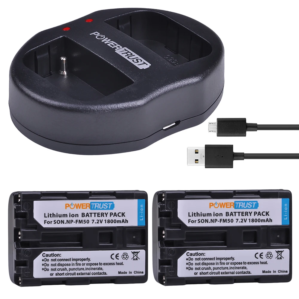 2x 1800mAh NP FM50 NP FM50 NPFM50 FM50 FM55H Battery and Dual USB ...