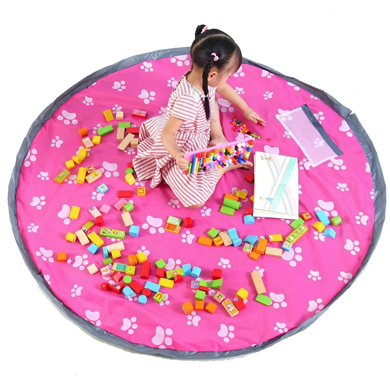 Portable Tote Bag Cloth Play Mat Toy Organizer Box Kid Drawstring ...