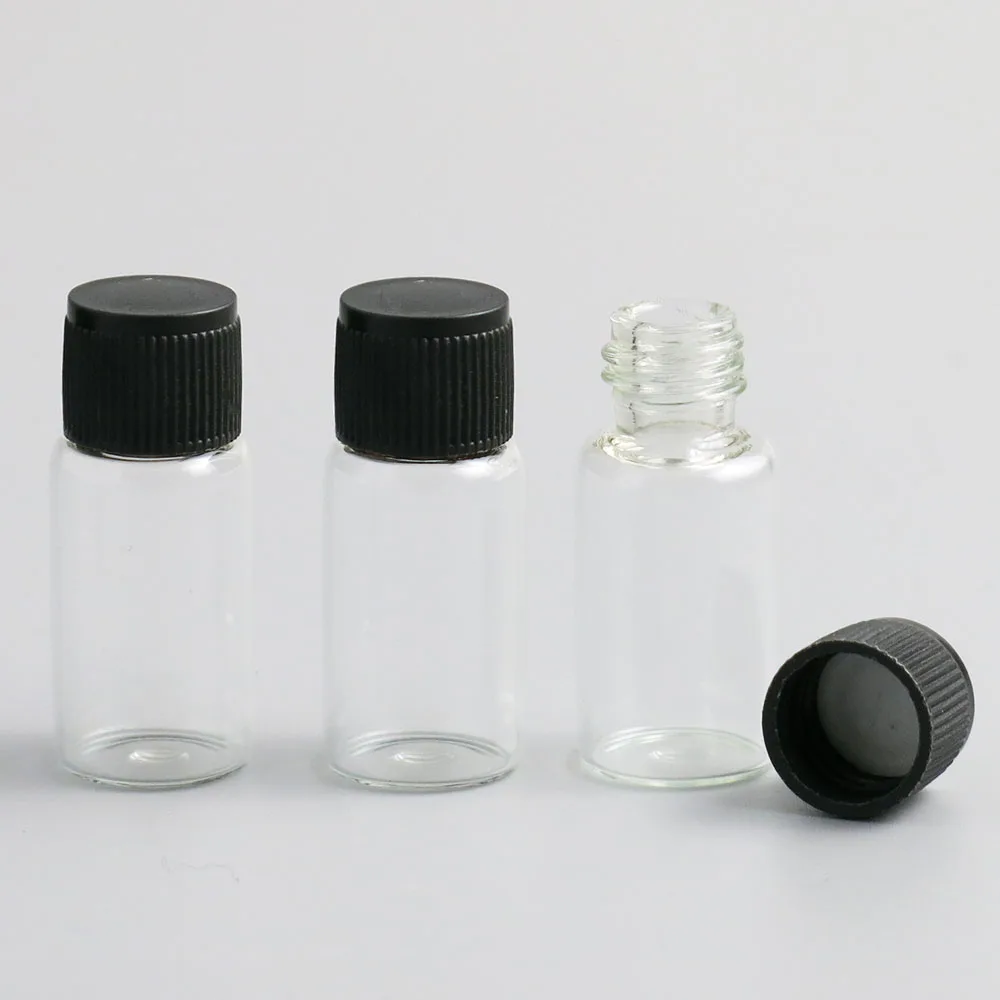 투명 휴대용 스크류 넥 유리 병 5ml 50 개 플라스틱 뚜껑 포함 16oz 유리 병 에센셜 오일 사용 샘플 바이알리필 병 Aliexpress