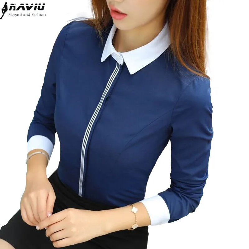 New Fashion Women Cotton Shirt Spring Formal Elegant Blouse Office ...