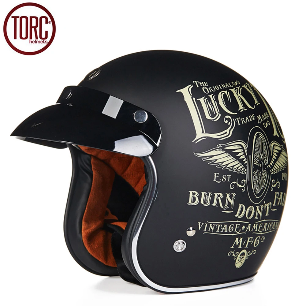 TORC Cruiser Motorcycle Helmet Harley 3/4 Open Face Vintage Helmet T505 ...