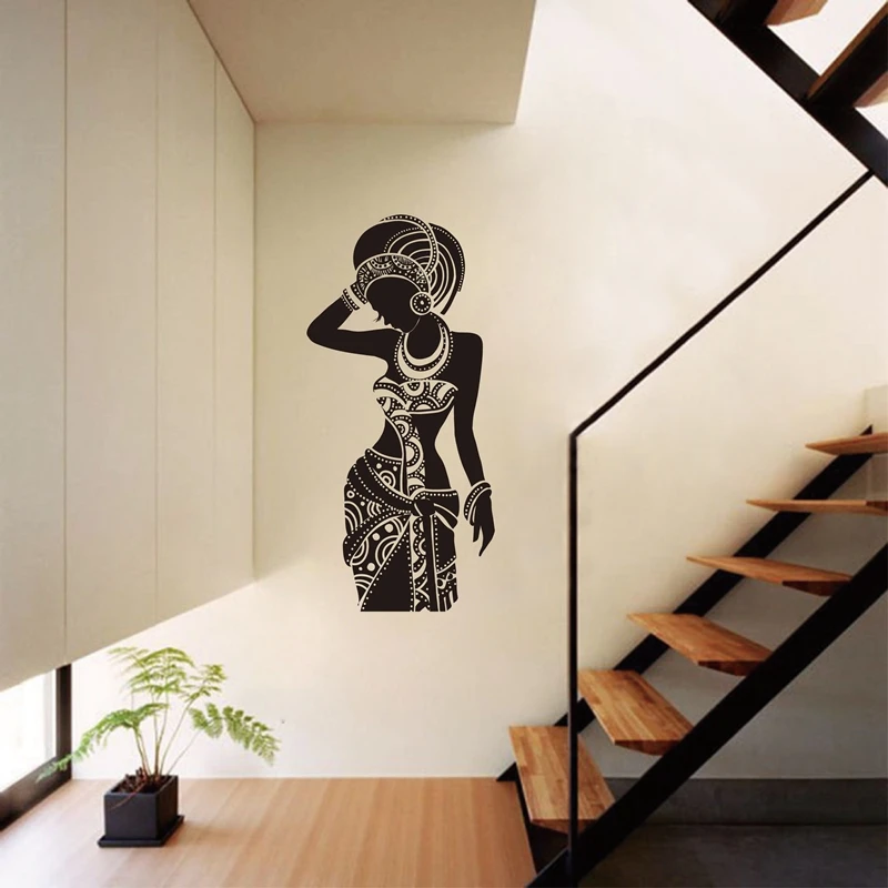 New arrival Beautiful Black Woman Wall Sticker Vinyl Art Poster ...