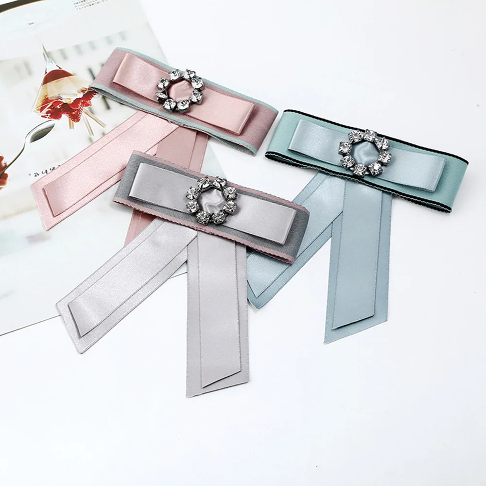 2018 New Bow Crystal Women Brooches Pins Lace Bowknot Tie Necktie