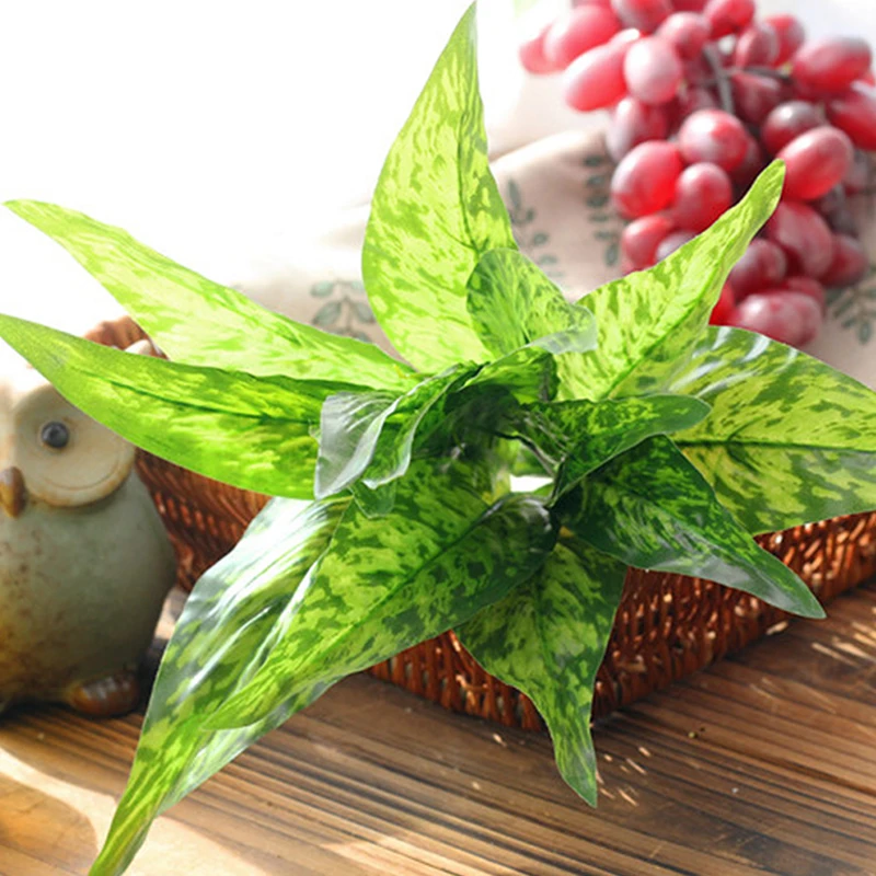 Green artificial leaf decorative leaf Plastic branch rubber plastic ...