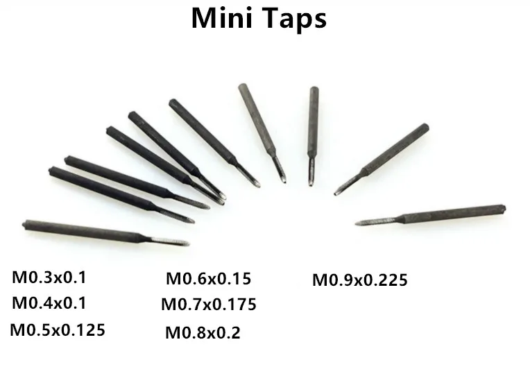 5pcs/lot M0.4/M0.5/M0.6/M0.7/M0.8/M0.9 Machine screw tap HSS H2 Straight Fluted Screw Thread ...