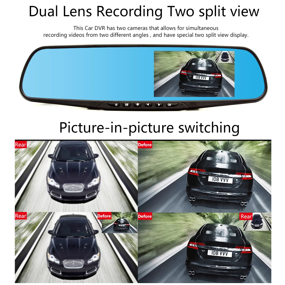 Free shipping Junsun Car DVR Dual Lens Full HD 1080P Video Recorder ...