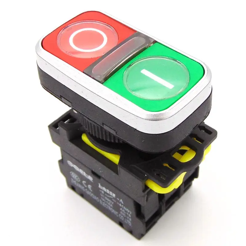 Start stop Double Pushbuttons Switch With LED Lamp 10A 220V DC24V ...