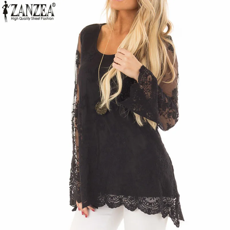 Zanzea Elegant Women Blouse 2018 Autumn Long Flare Sleeve Blusas