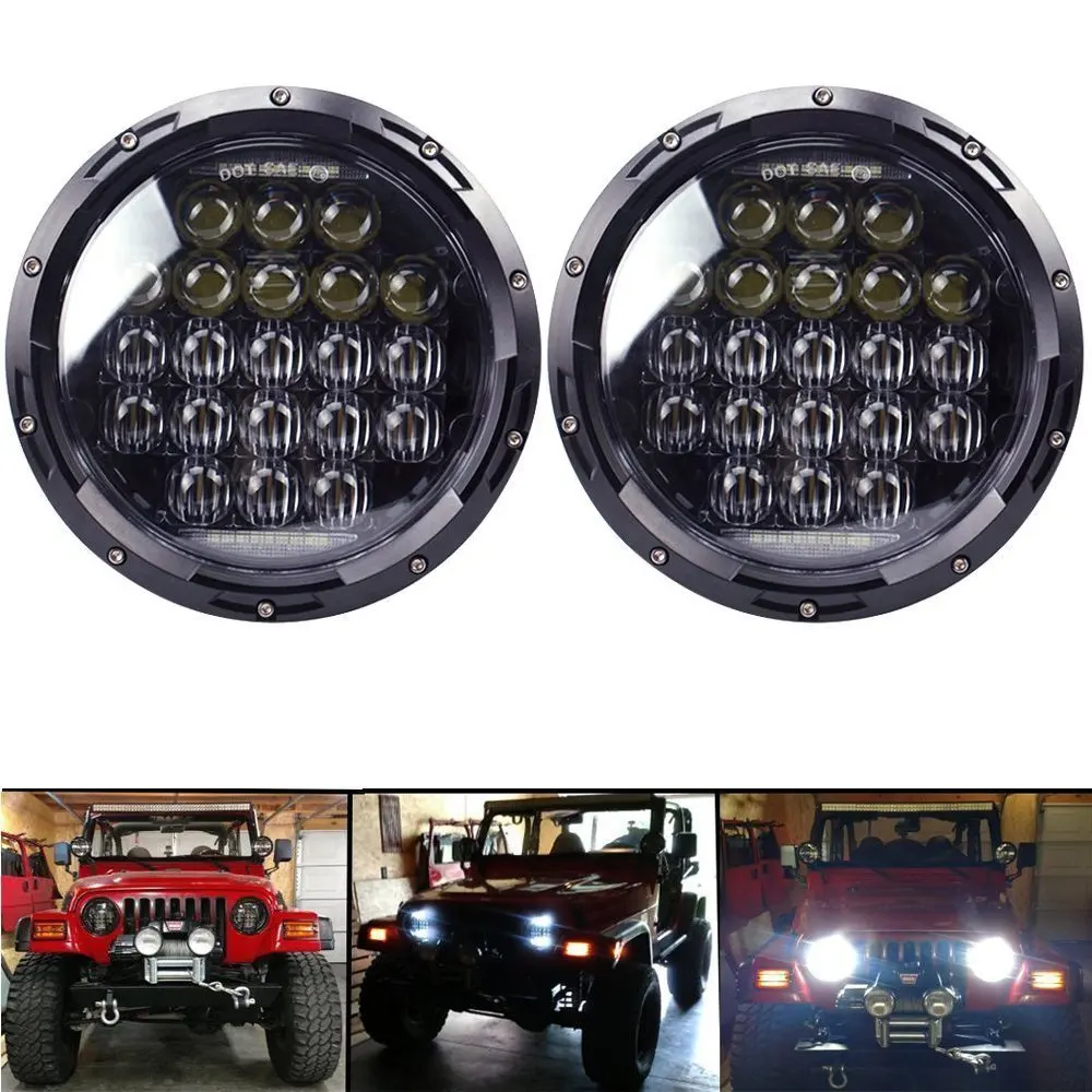 7 Inch Round Led Headlight 7" Round LED Headlamp Replacement Light With ...