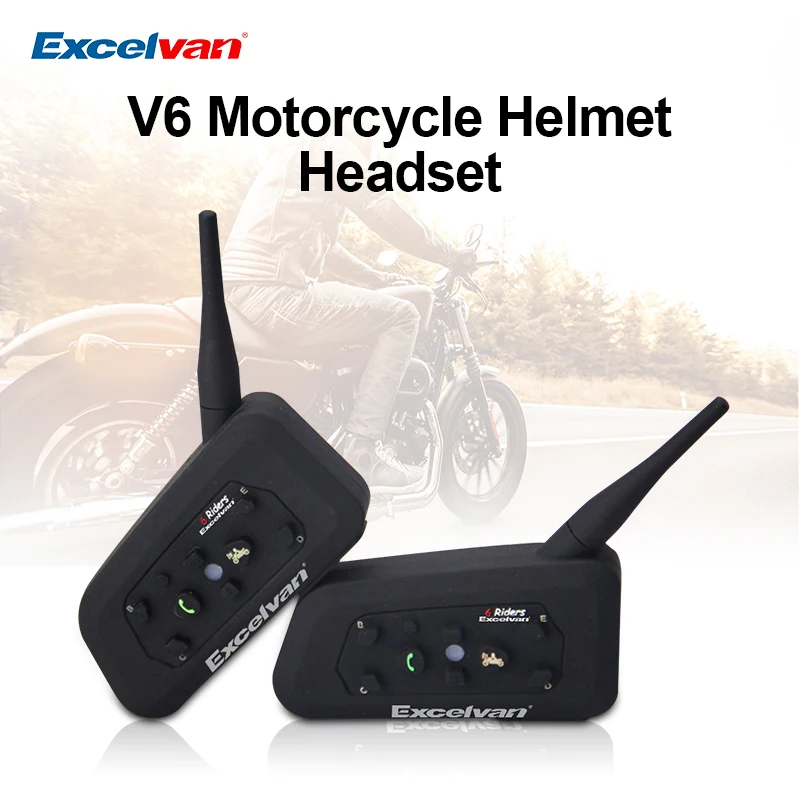 2 ชิ้น Excelvan V6 หมวกกันน็อกรถจักรยานยนต์ชุดหูฟังบลูทูธ 6 Riders 1200 ...