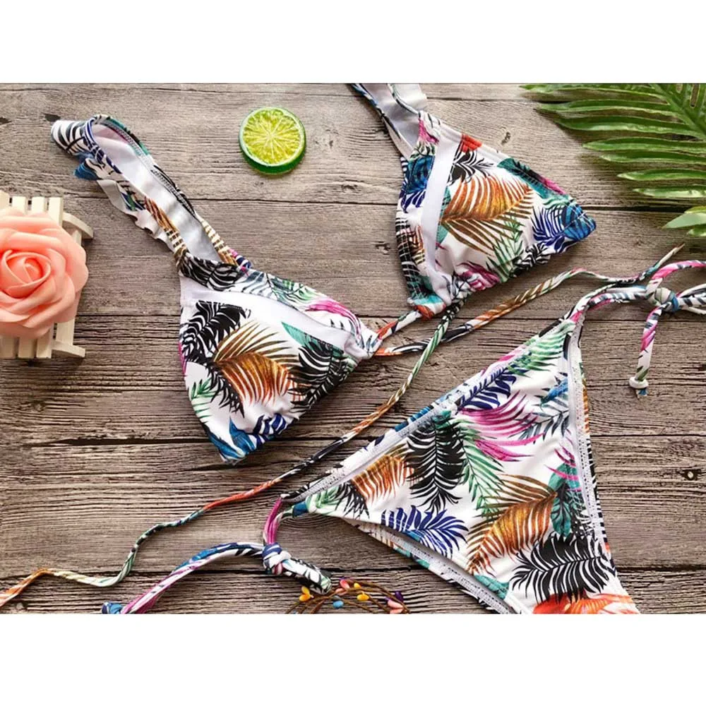 Women String Bikinis Hot Summer Female Swimming Suit Sexy Leaves