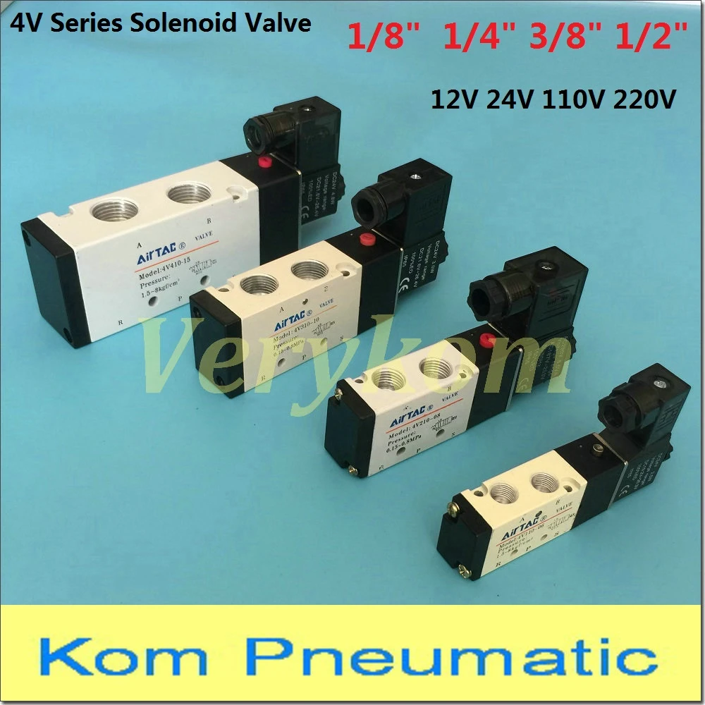 4v210-08 4v110-06 M5 Pneumatic Solenoid Air Valve 1/4" 1/8" 3/8" 1/2 ...